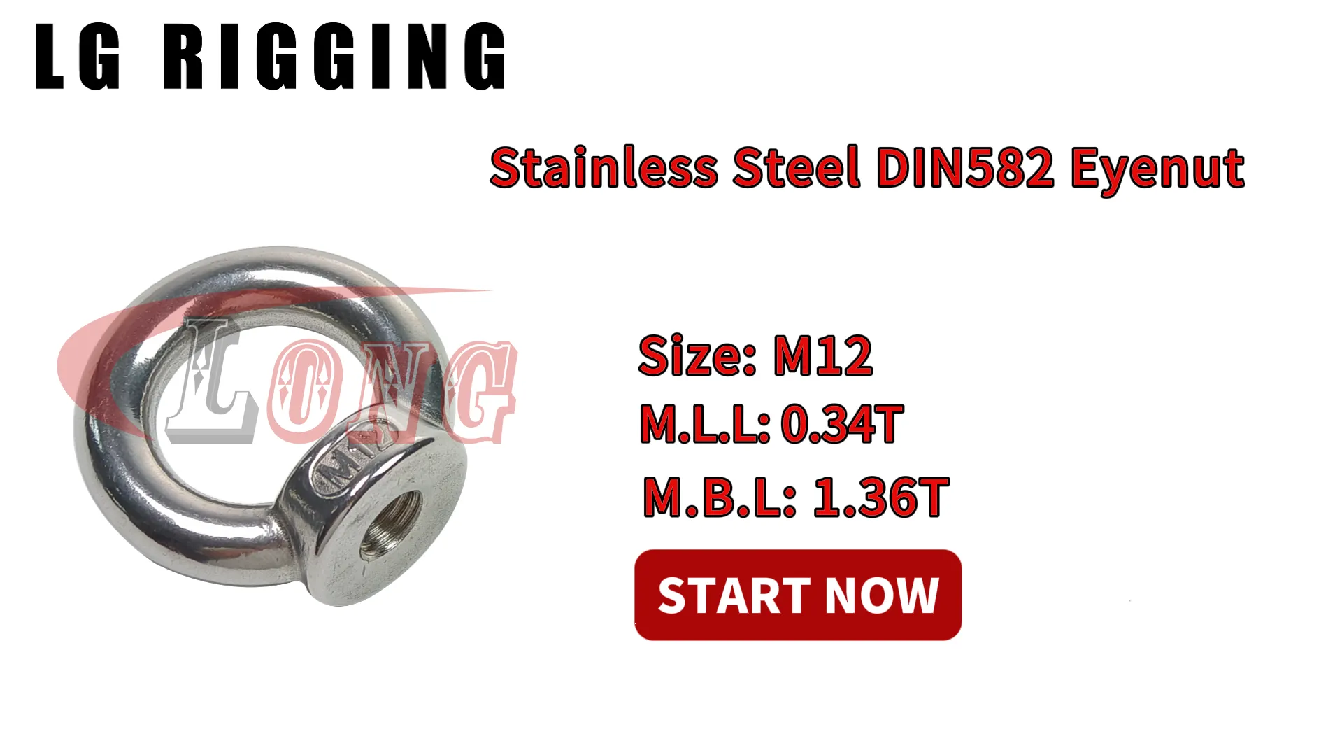LG RIGGING® Break Test M12 Stainless Steel DIN582 EYENUT - QINGDAO LG ...