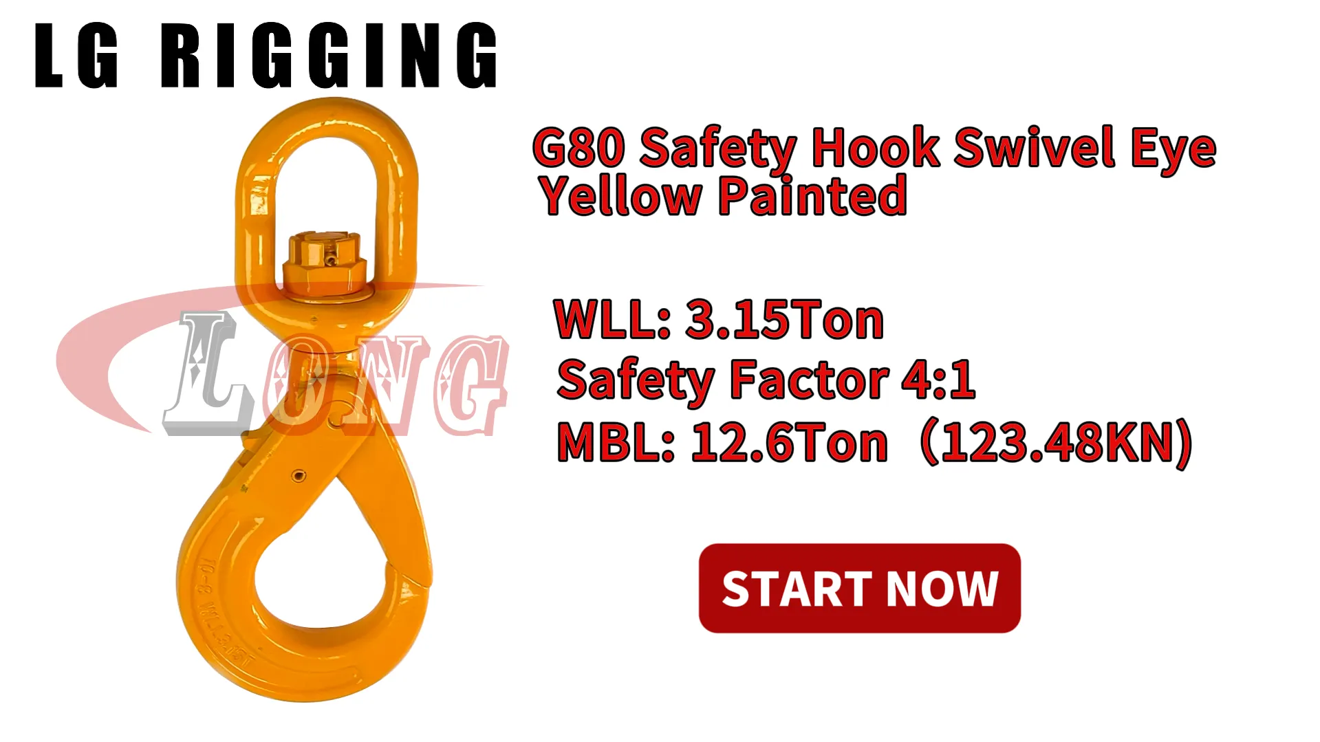 LGRIG® Break Test 10mm 3.15Ton G80 Safety Hook with Swivel Eye ...