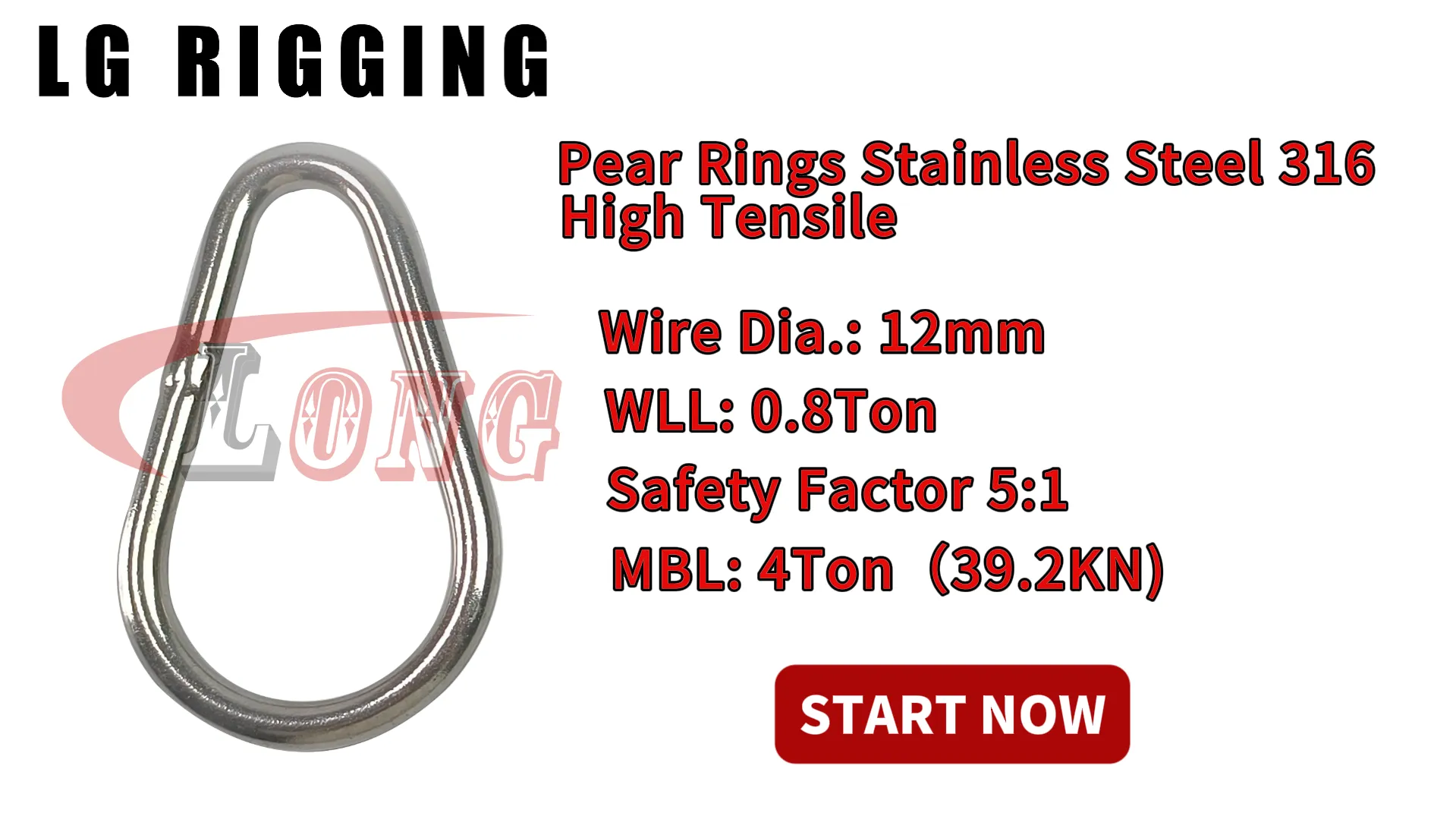 LGRIG® Break Test 12mm Pear Rings Stainless Steel - QINGDAO LG RIGGING ...